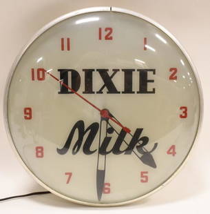Vintage 20" Neon Dixie Milk Advertising Clock