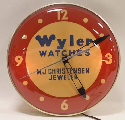 Vintage Wyler Watches Lighted Adv Clock