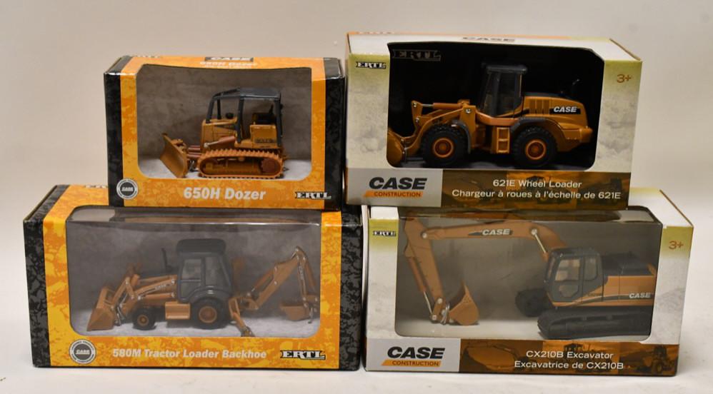 1/50 Ertl Case Dozer, Backhoe, Excavator, & Loader
