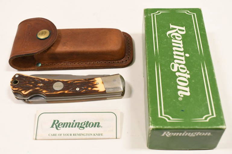 Vintage Remington R 3 Folding Knife W Box & Sheath