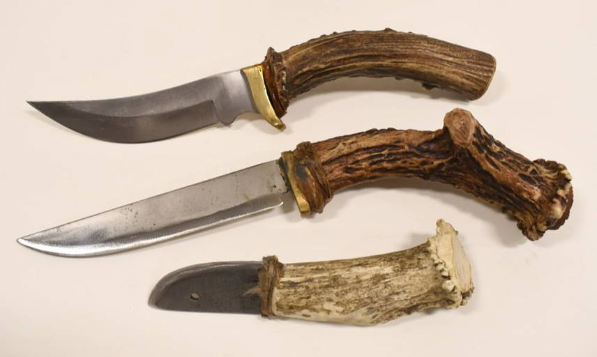 (3) Custom Vintage Stag Handle Fixed Blade Knives - Apr 17, 2021 ...