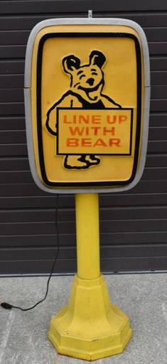 Vintage Ds Bear Wheel Alignment Lighted Adv Sign