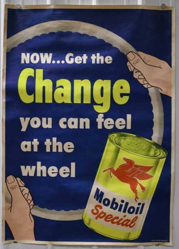 Vintage Mobil Mobiloil Motor Oil Adv Poster