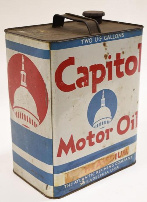 For Auction: Vintage Capitol Motor Oil 2-Gallon Oil Can (#0635) on May ...