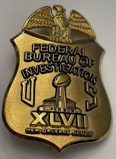 Obsolete Fbi Super Bowl Xlvii Police Badge