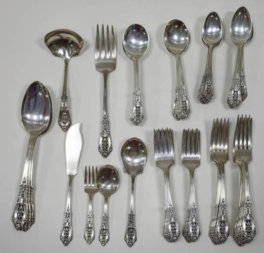 63 Pc. Wallace "Rose Point" Sterling Silver Set (#4069) on Jan 15, 2022 ...
