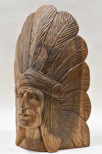 Carved Wood Indian Head