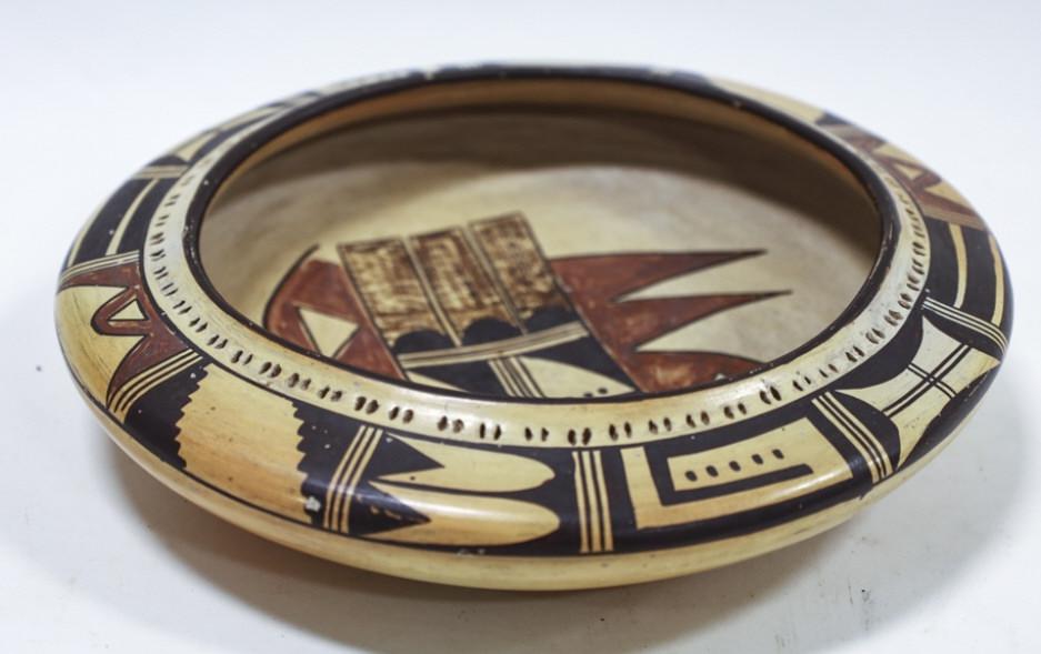 Hopi Pueblo Painted Pottery Bowl Signed Adams