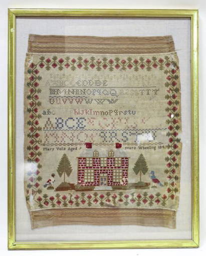 1849 Framed Needlework School Sampler