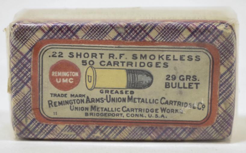 Antique Box Of Remington Umc .22 Short Cartridges