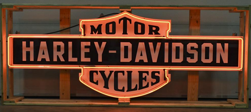 Large Harley Davidson Bar & Shield Neon Adv Sign