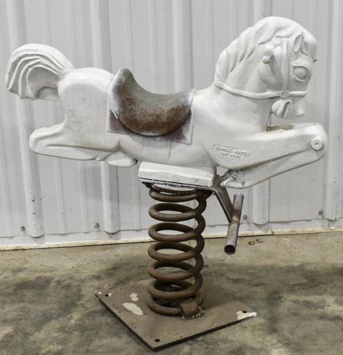 Vintage Cast Aluminum Playground Spring Horse Ride