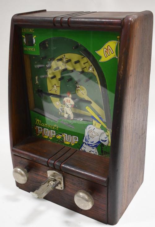 1940s Marvel's 1 Cent Pop Up Baseball Coin Op Game