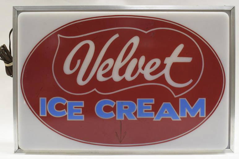 Vintage Velvet Ice Cream Lighted Adv Sign