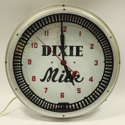 Vintage 20" Neon Dixie Milk Advertising Clock