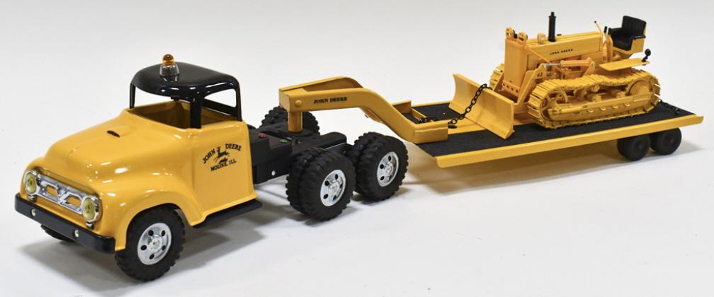 Custom Tonka John Deere Truck W/ Lowboy & Dozer