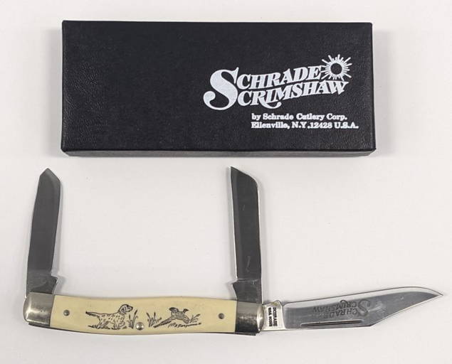 Schrade Scrimshaw 505 Stockman Knife w/Box (#2095) on Jan 07, 2023 ...