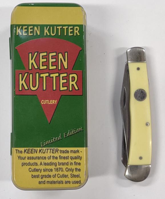 2007 Keen Kutter Yellow Trapper Knife W/tin