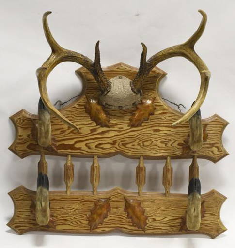 Vintage Deer Antler & Hooves Wall Coat Rack