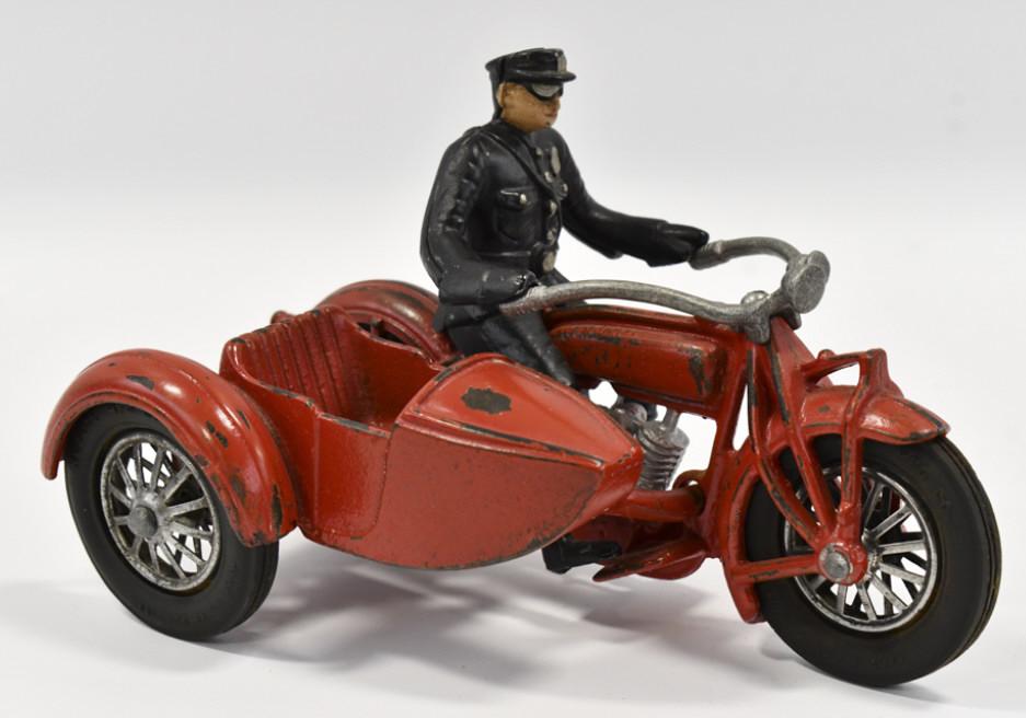 Hubley Cast Iron Indian Police Motorcycle Sidecar
