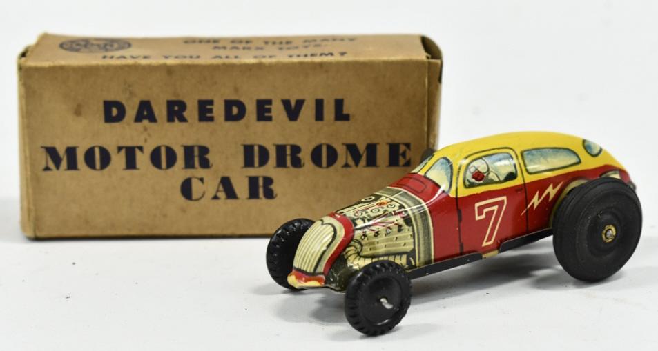 Marx Tin Litho Windup Daredevil Motor Drome Car