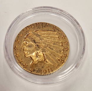1911 $5 Indian Head Gold Half Eagle Coin