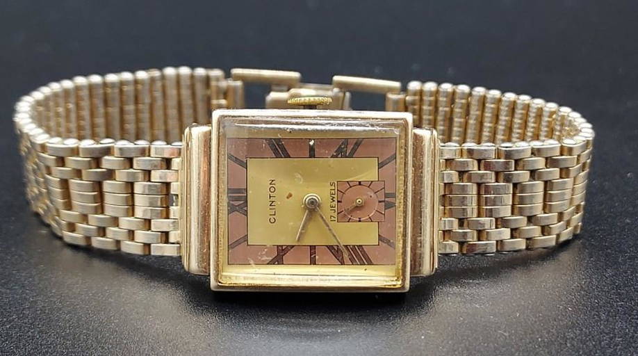 Vintage 14K Yellow Gold Clinton Watch Wristwatch (#3369) on Jan 06 ...