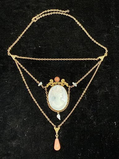 1900's Festoon Shell Cameo Necklace - Jan 06, 2023 | Kraft Auction ...