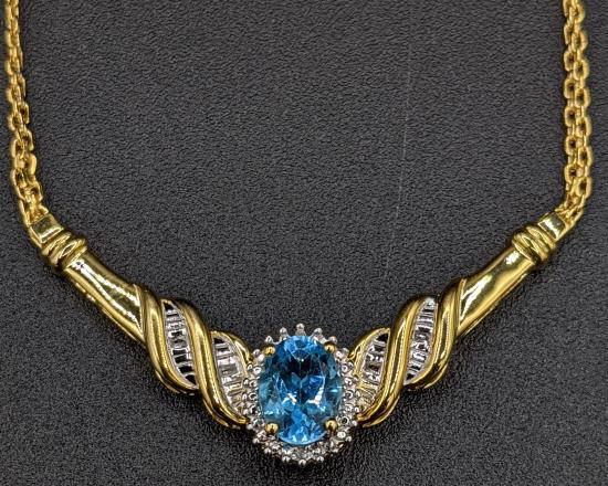 2.04ct Swiss Blue Topaz Diamond SS Necklace (#3682A) on Jan 06, 2023 ...