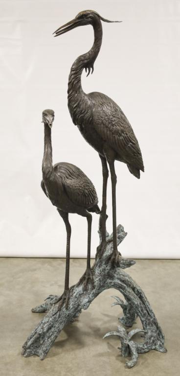 Life Size Double Stork Bronze Fountain