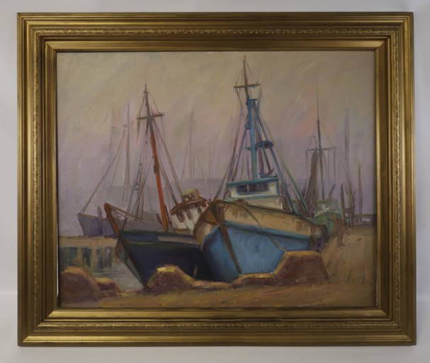 Frederick W. Rigley Harbor Scene Oil On Canvas (#4234) on Jan 07, 2023 ...