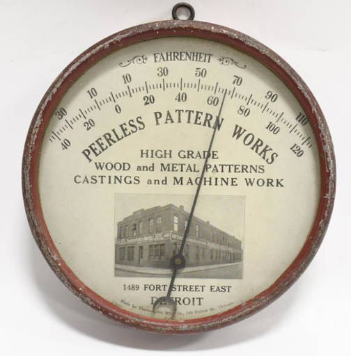 Early Peerless Pattern Works Detroit Thermometer