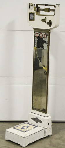 Early 1 Cent Coin Operated Peerless Porcelain Scale