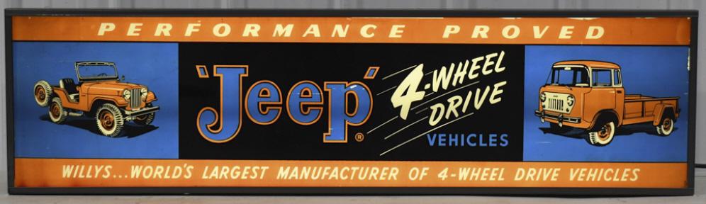 Vintage Jeep 4-Wheel Lighted Adv Dealership Sign (#8118) on Jan 22 ...