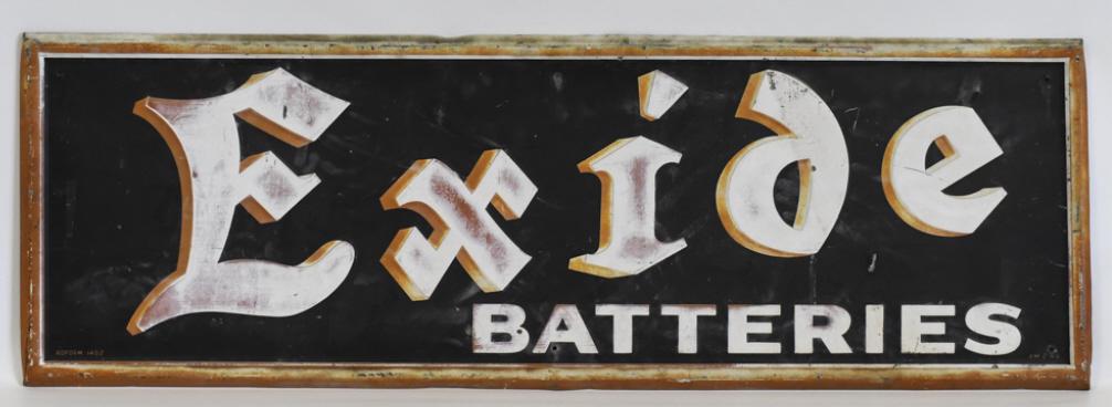 4ft SST Vintage Exide Batteries Embossed Adv Sign (#8167) on Jan 22 ...