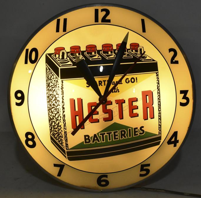 Vintage Hester Batteries Double Bubble Glass Clock
