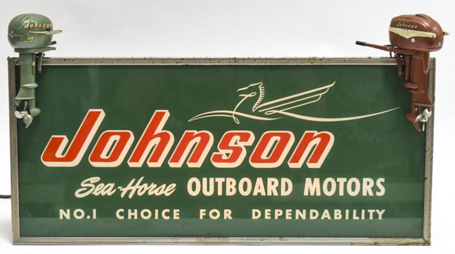 Early Johnson Sea Horse Outboards ROG Lighted Sign (#8310) on Jan 22 ...