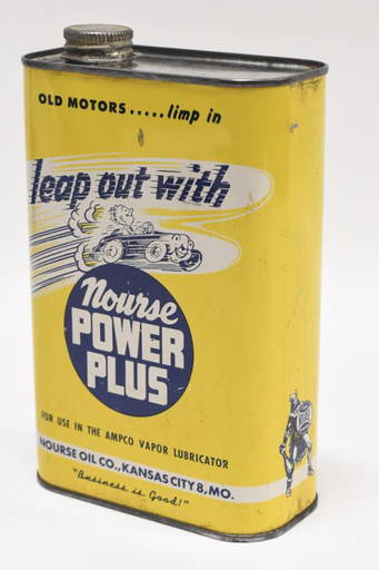 Vintage Nourse Power Plus 1 Quart Oil Can