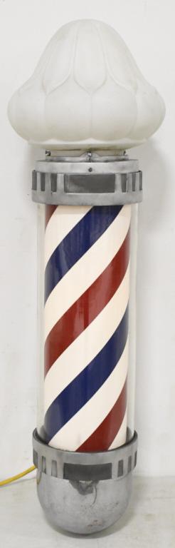 Vintage Lighted Rotating Barber's Pole W/ Globe