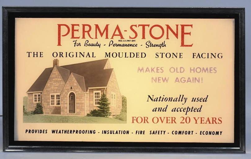 1940s-50s Perma-Stone Reverse Glass Lighted Sign (#8614) on Jan 22 ...