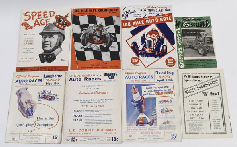 (8) Vintage 1940s Midget Auto Race Programs