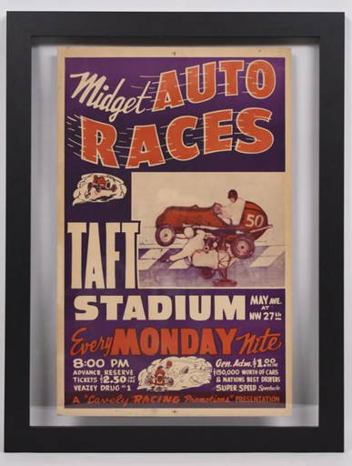 Orig 1950s Taft Stadium Midget Auto Race Poster