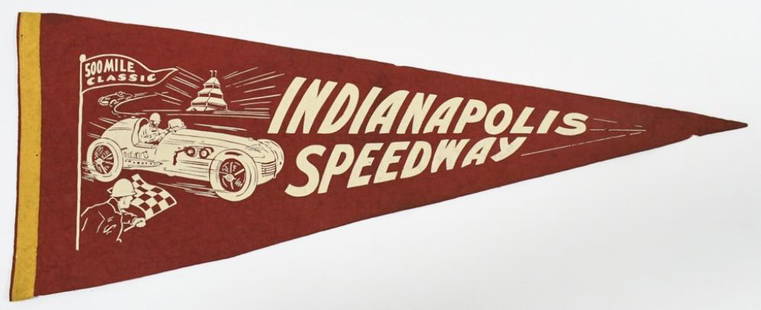 1940s Indianapolis Speedway Racing Pennant