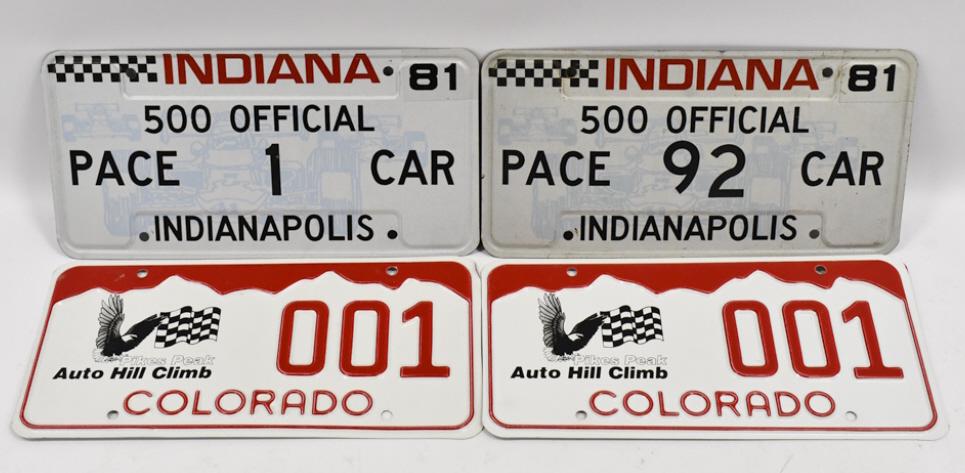 Indy 500 Pace Car and Pikes Peak License Plates (#7661) on Jan 21, 2023 ...