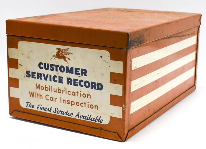 Vintage Mobil Oil Customer Service Record Cabinet