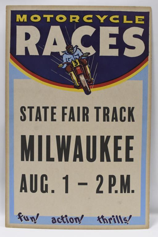 Vintage Motorcycle Races Milwaukee State Fair Sign