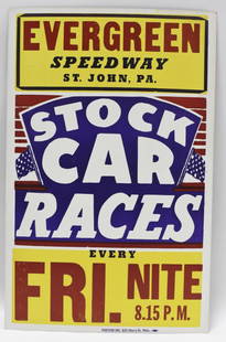 Orig 1950s Clovis Speedway Stock Car Race Poster