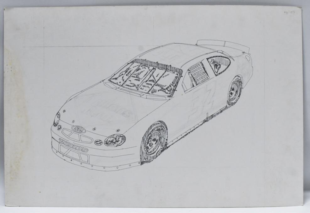Ford Taurus Stock Car Original Art By Ron Burton