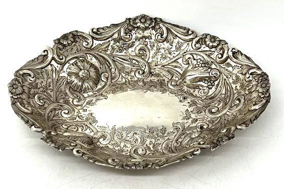 1885 English Sterling Silver Repousse Bowl