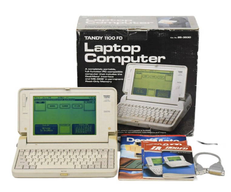 Vintage Tandy 1100 Fd Laptop Computer W/ Box Auction